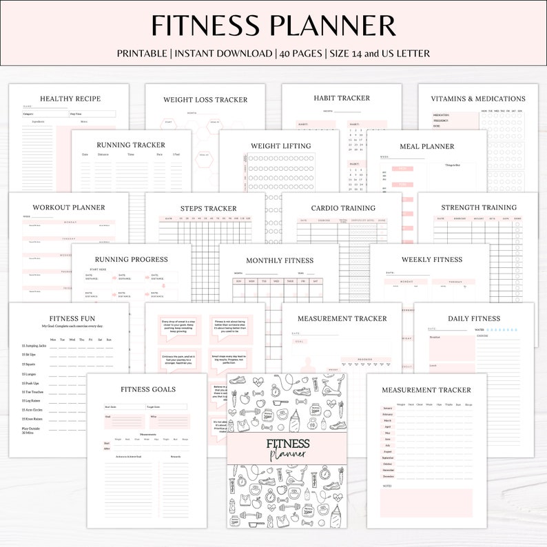 Fitness Planner Weight Lost Tracker Fitness Journal Workout Planner ...