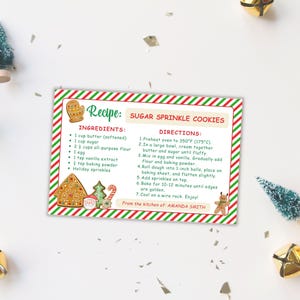 Christmas Cookie Recipe Card, Printable Recipe Template, Holiday Cookie ...