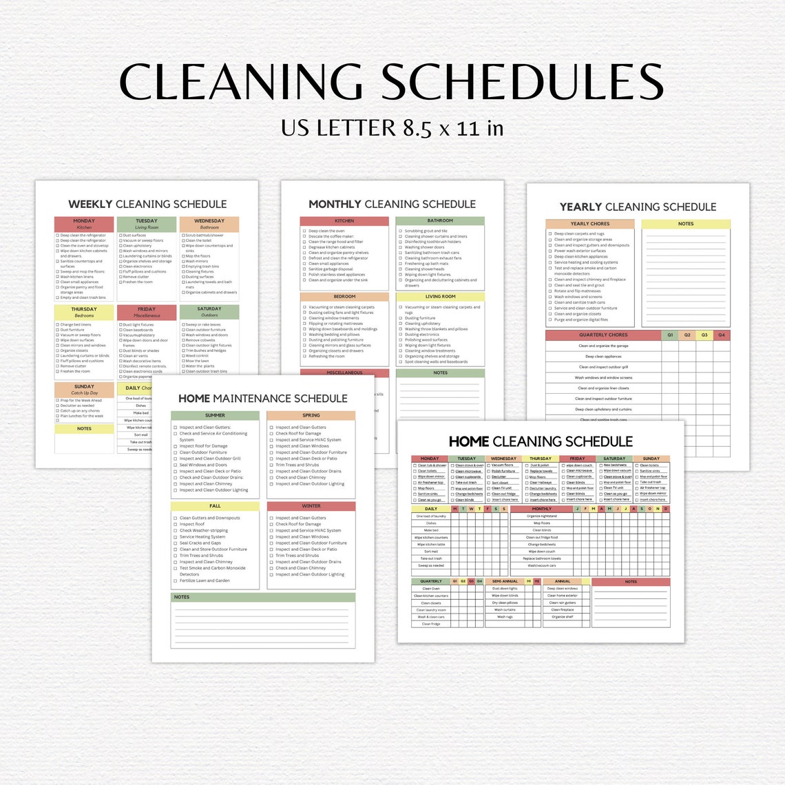 Editable ADHD Cleaning Checklist Bundle | Printable ADHD Cleaning ...