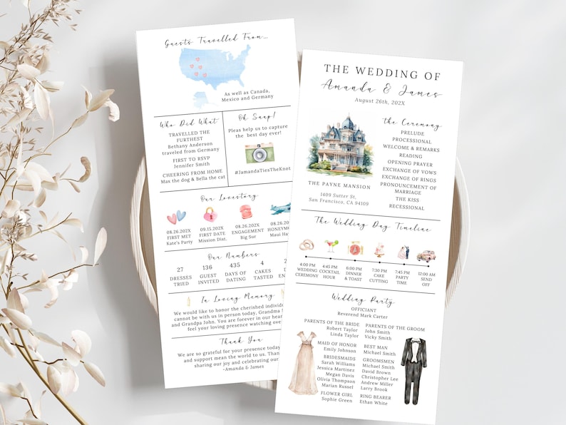 Infographic Wedding Program Template Printable Wedding Day Program ...