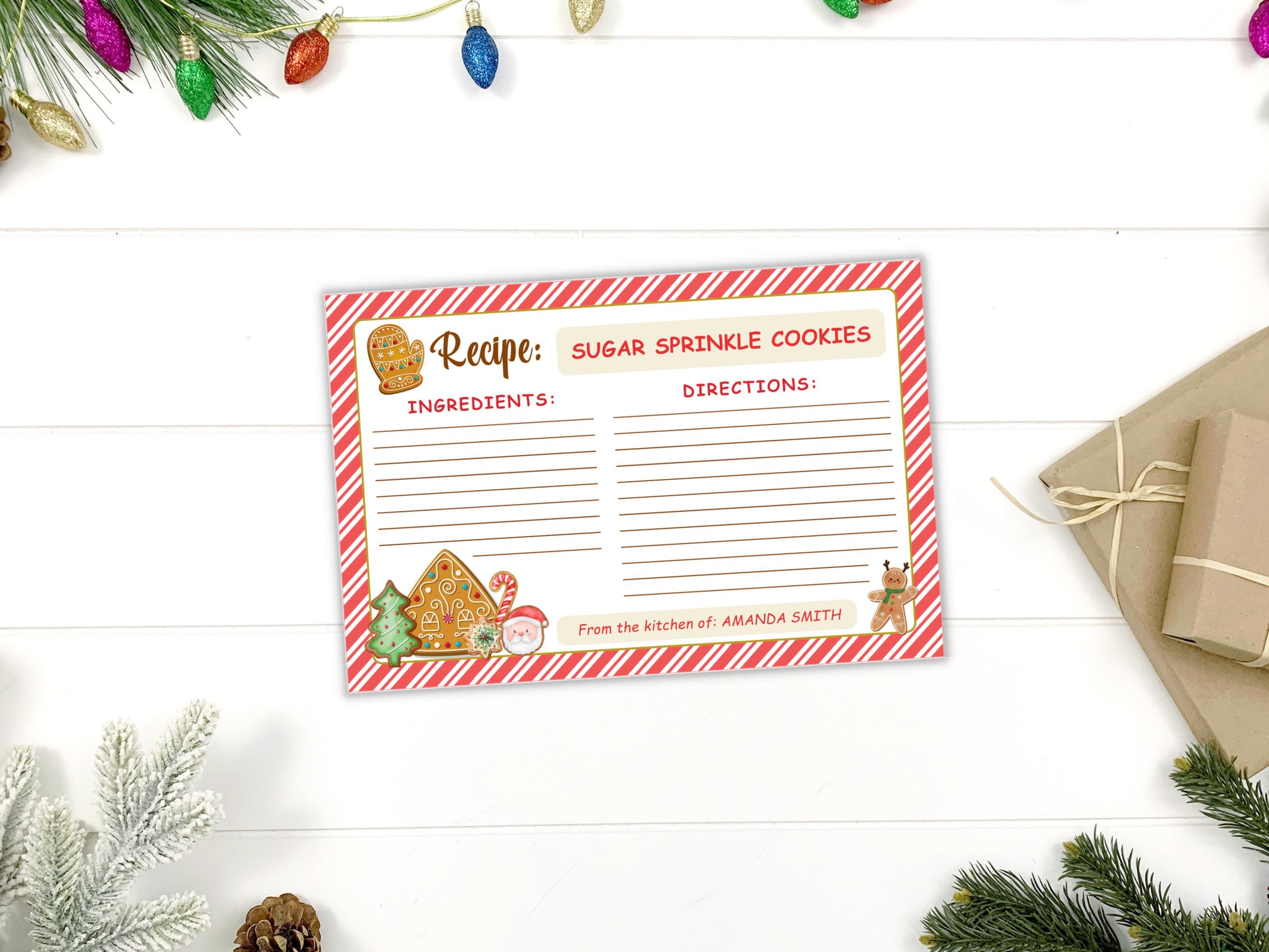 Christmas Cookie Exchange Recipe Card, Christmas Cookie Recipe Card ...