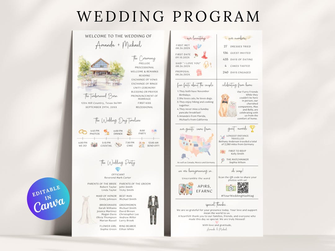 Infographic Wedding Program Template, Wedding Program, Church Wedding ...