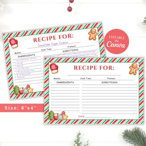 Editable Christmas Cookie Recipe Card, Christmas Cookie Exchange Recipe ...