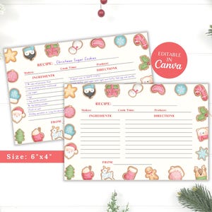 Editable Christmas Cookie Recipe Card, Christmas Cookie Exchange Recipe ...