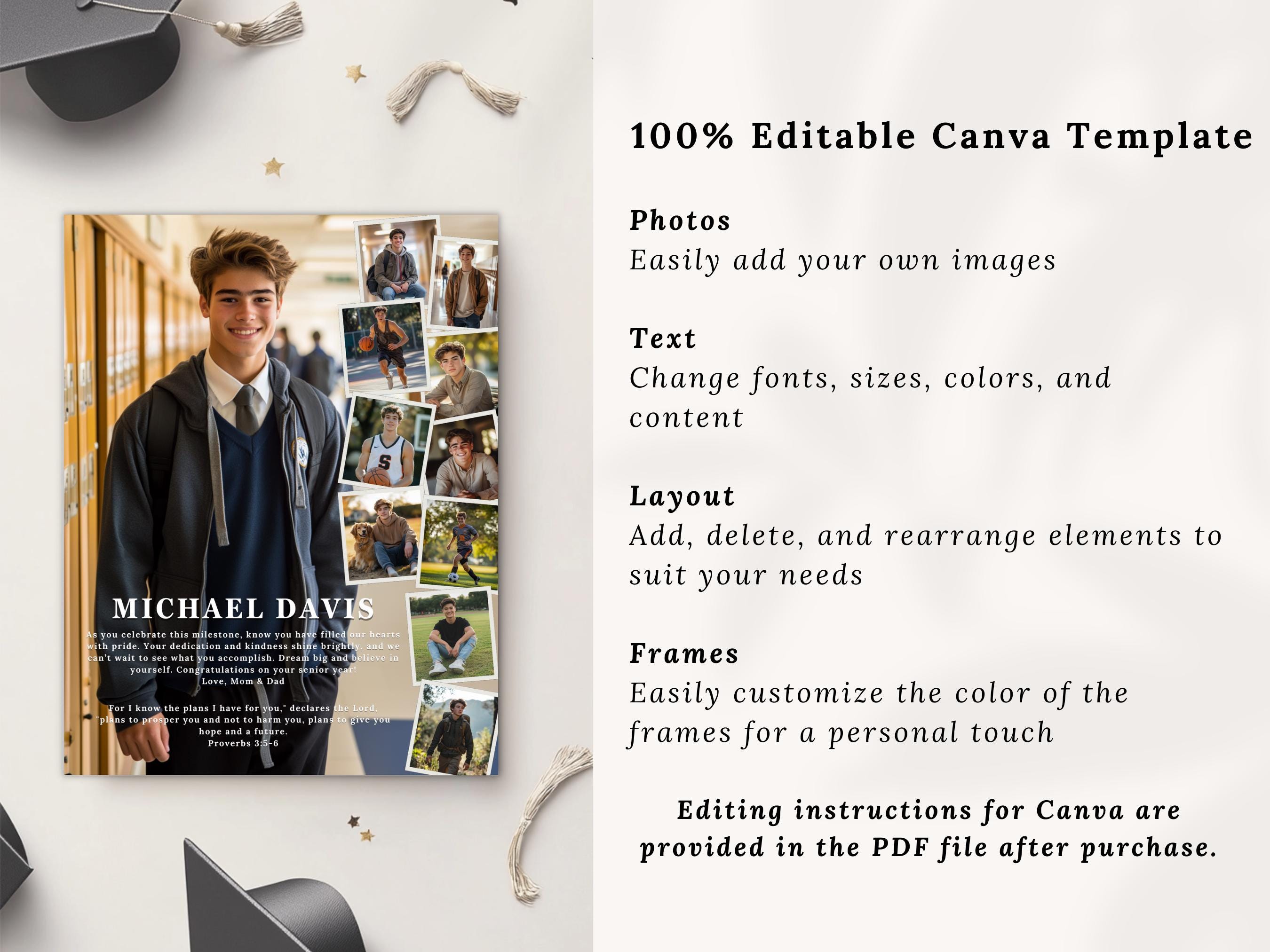 Editable Yearbook Ad Template, Senior Yearbook Ad, Full Page Half Page ...