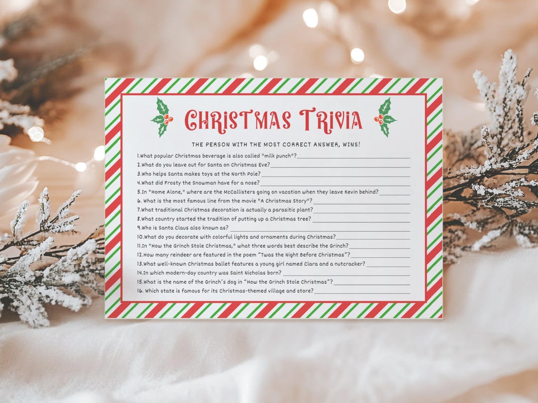 Christmas Trivia Game, Printable Christmas Trivia, Christmas Party ...
