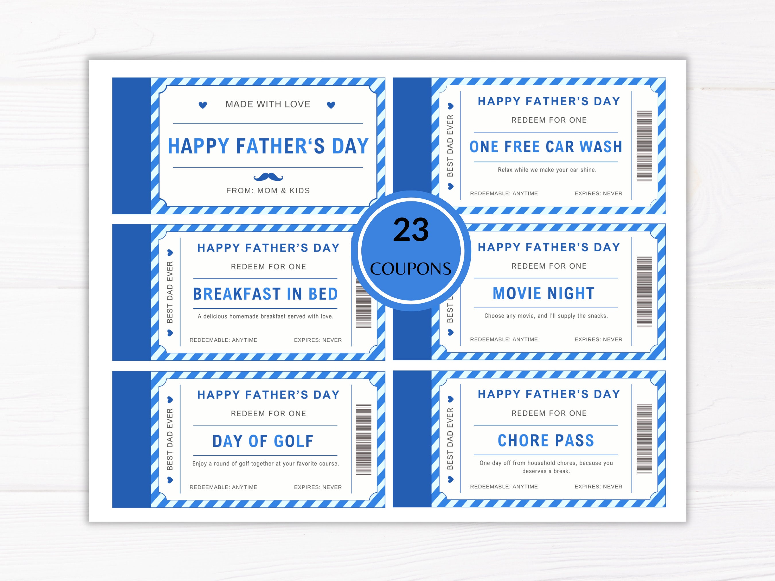 Fathers Day Gift Coupon Template Printable Fathers Day Gift Coupon Card ...