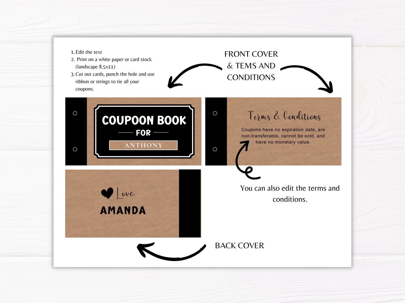 Printable Coupon Book Customizable Love Coupons Personalized Gift ...