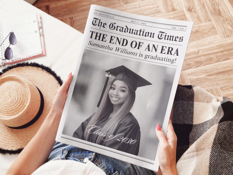 Graduation Newspaper Template, Editable Large Newspaper Graduation ...
