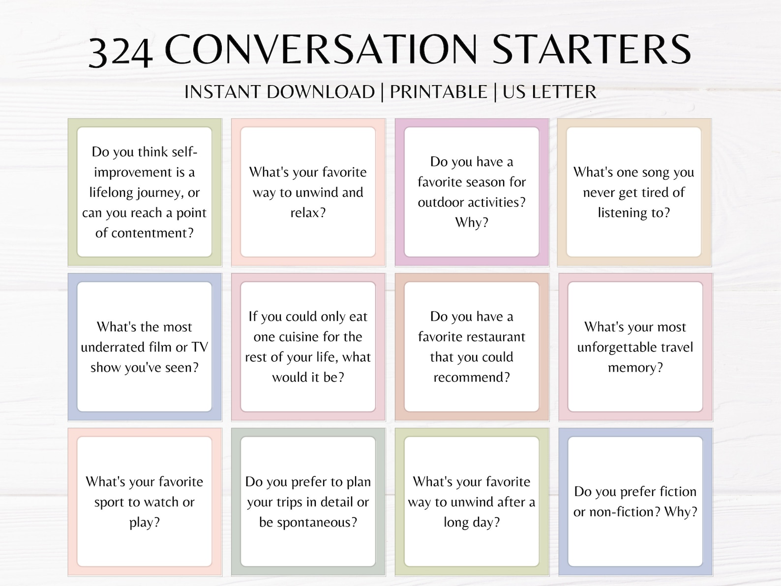Conversation Starter Cards Perfect for Family Gatherings, Get-to-know ...