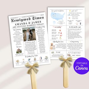 Infographic Wedding Program Fan Kit Template, Newspaper Wedding Program ...