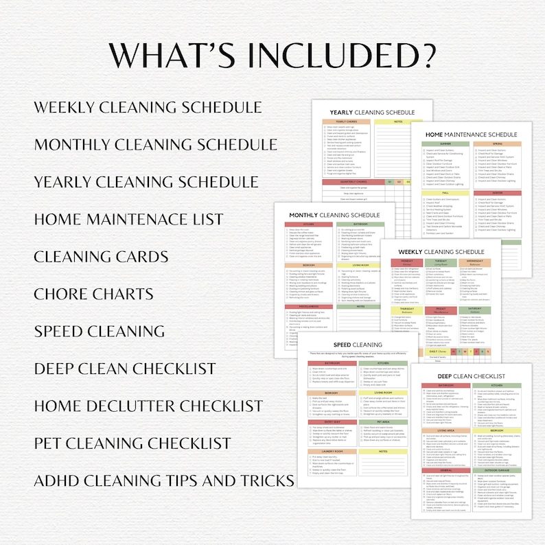 Editable ADHD Cleaning Checklist Bundle Printable ADHD Cleaning Planner ...