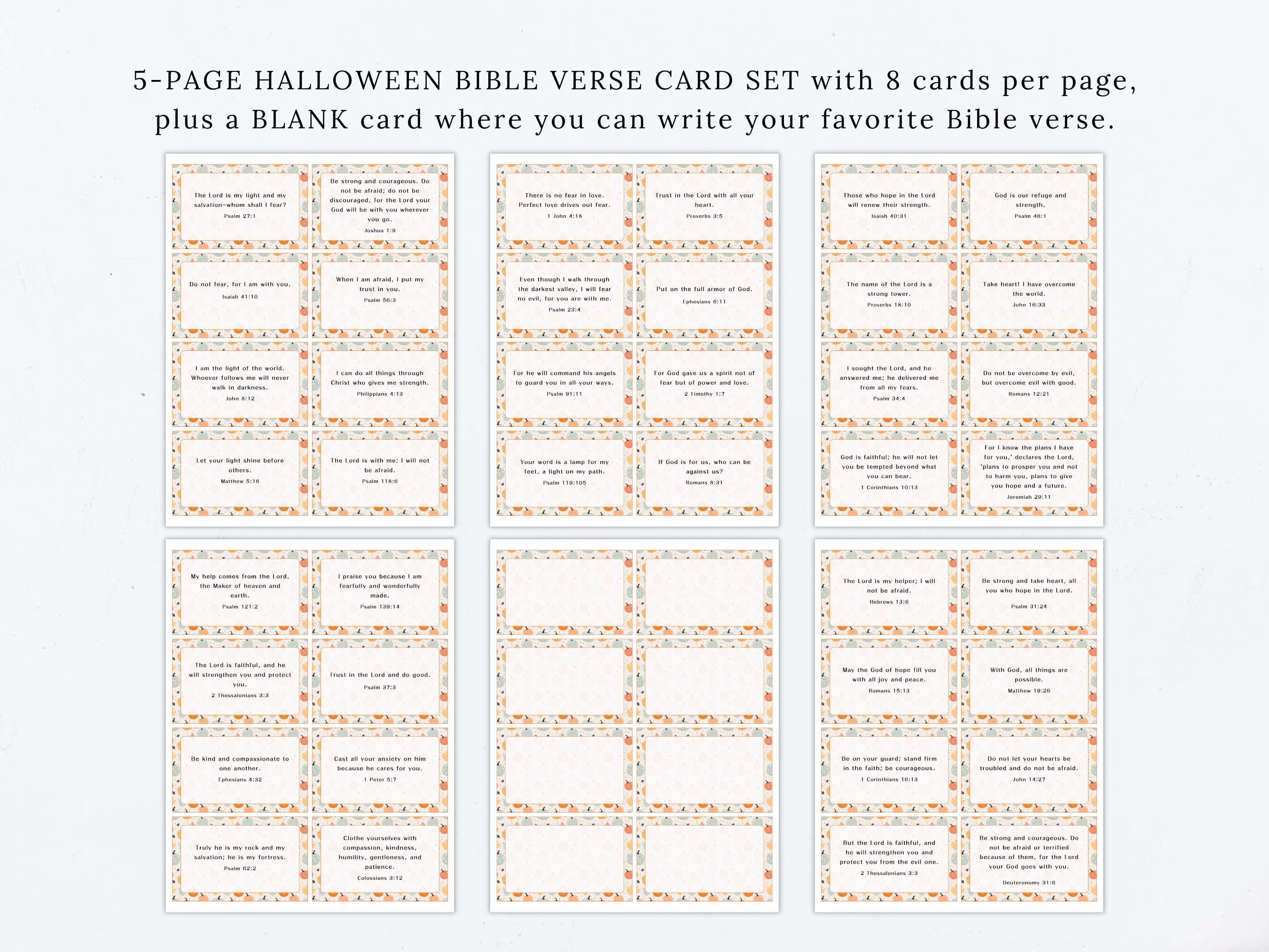 Printable Halloween Bible Verse Cards | Christian Halloween Bible Verse ...