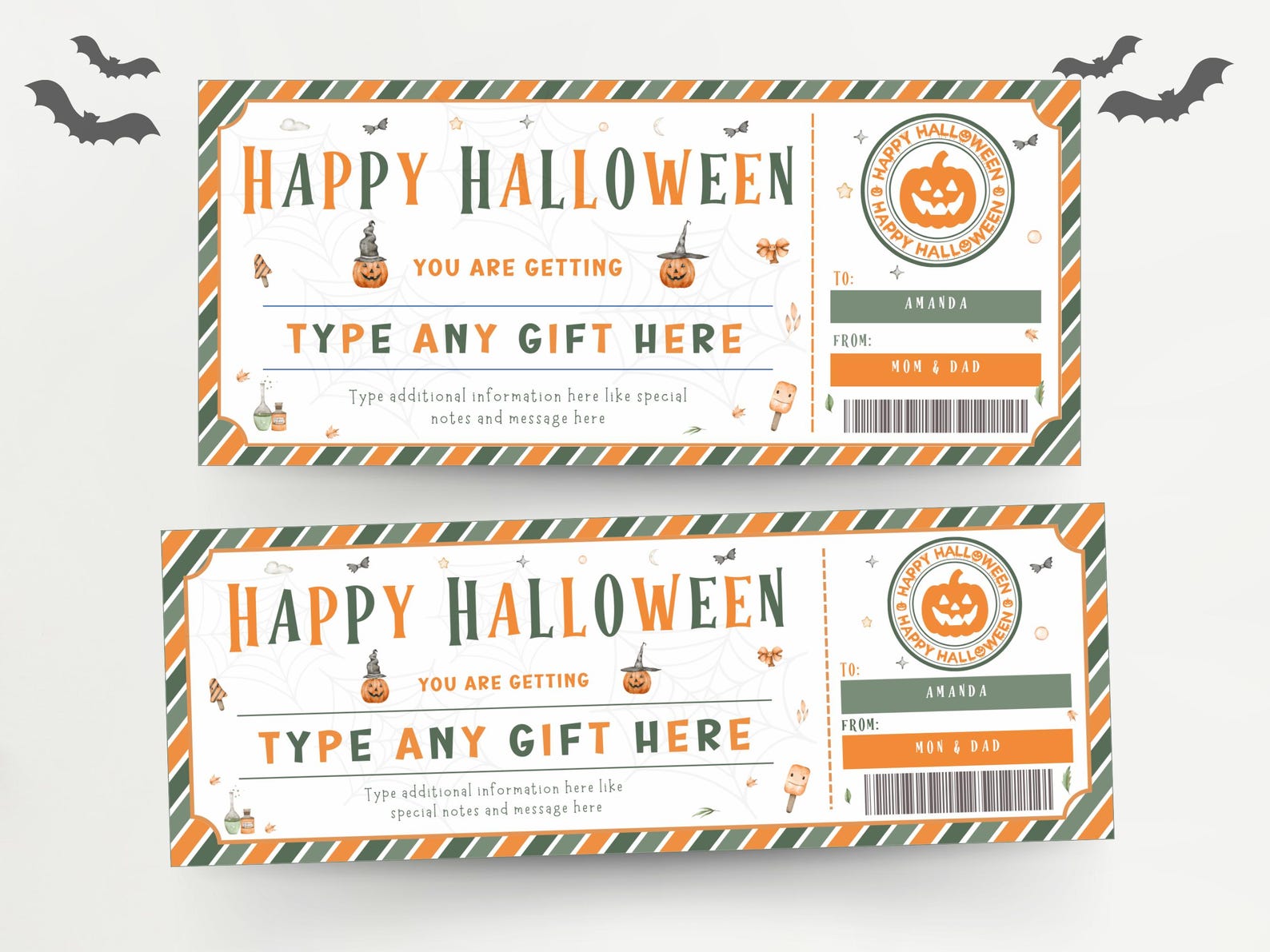 Halloween Gift Coupon Template | Printable Halloween Gift Coupon Card ...