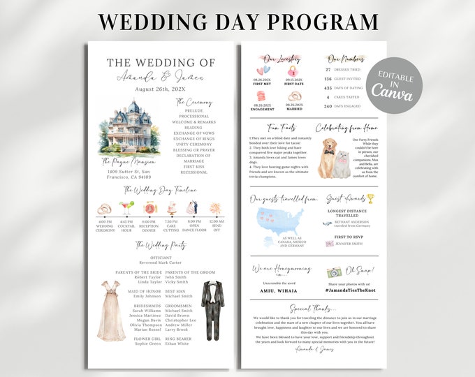 Infographic Wedding Program Template - Etsy Canada
