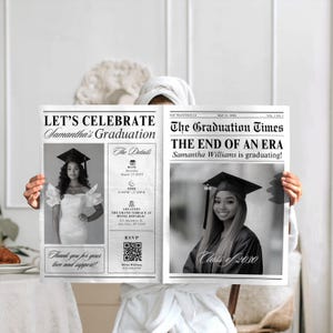 Graduation Newspaper Template, Editable Large Newspaper Graduation ...