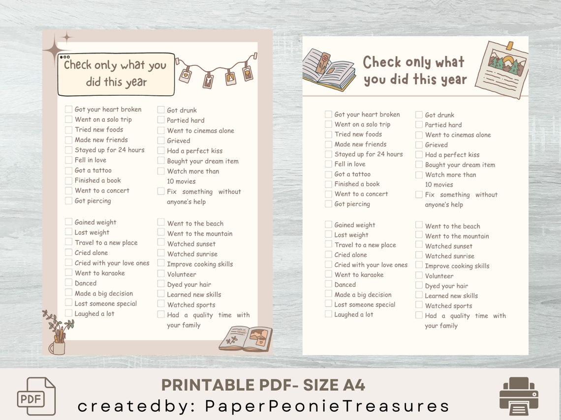 Year End Checklist Funny Checklist Printable Checklist for Young Adults ...