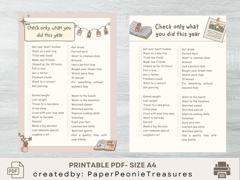 Year End Checklist Funny Checklist Printable Checklist for Young Adults ...