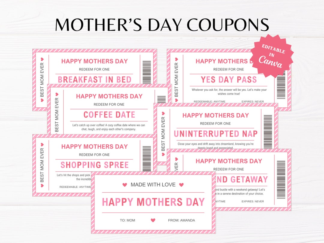 Mothers Day Gift Coupon Template | Printable Mothers Day Gift Coupon ...
