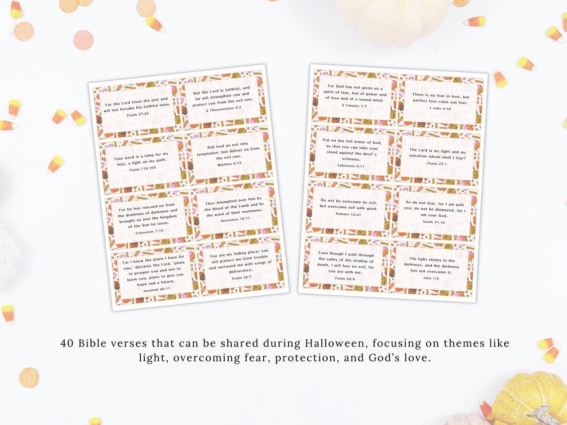 Printable Halloween Bible Verse Cards | Christian Halloween Bible Verse ...