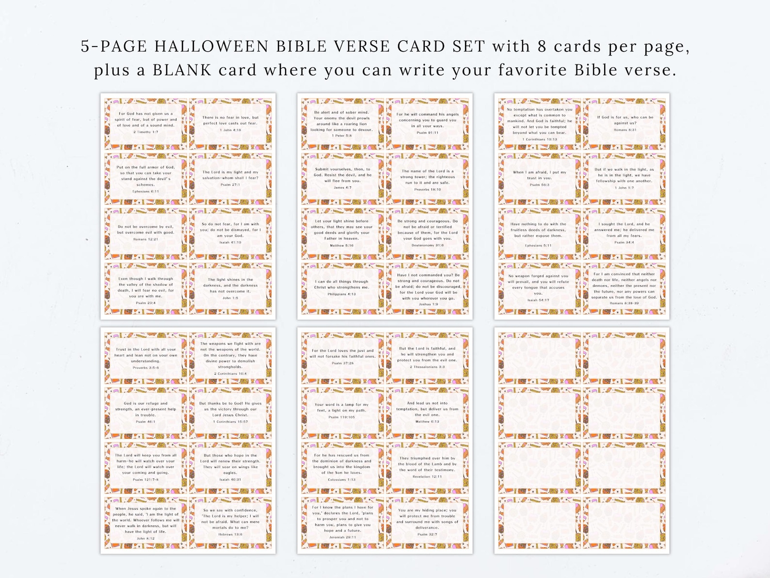 Printable Halloween Bible Verse Cards | Christian Halloween Bible Verse ...
