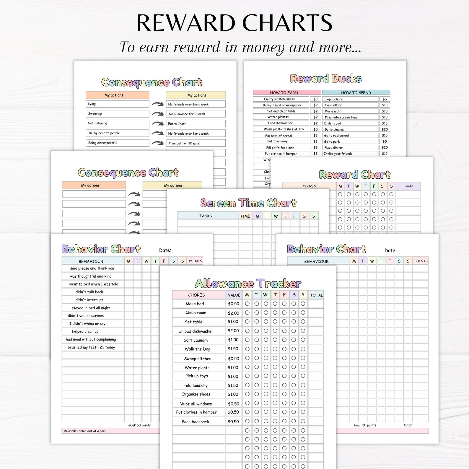 Editable Kids Chore Chart Daily and Weekly Checklist School Routine ...