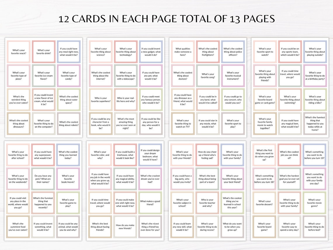 Conversation Starters Cards for Kids to Foster Communication ...