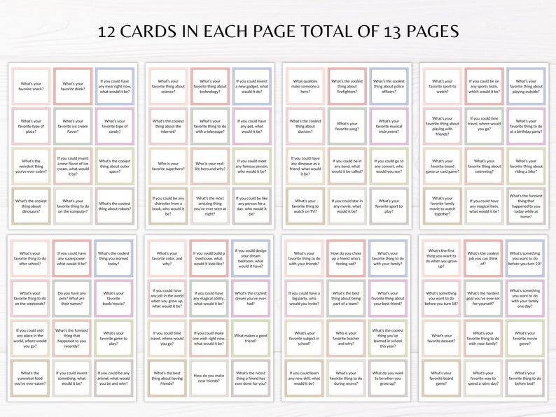 Conversation Starters Cards for Kids to Foster Communication ...