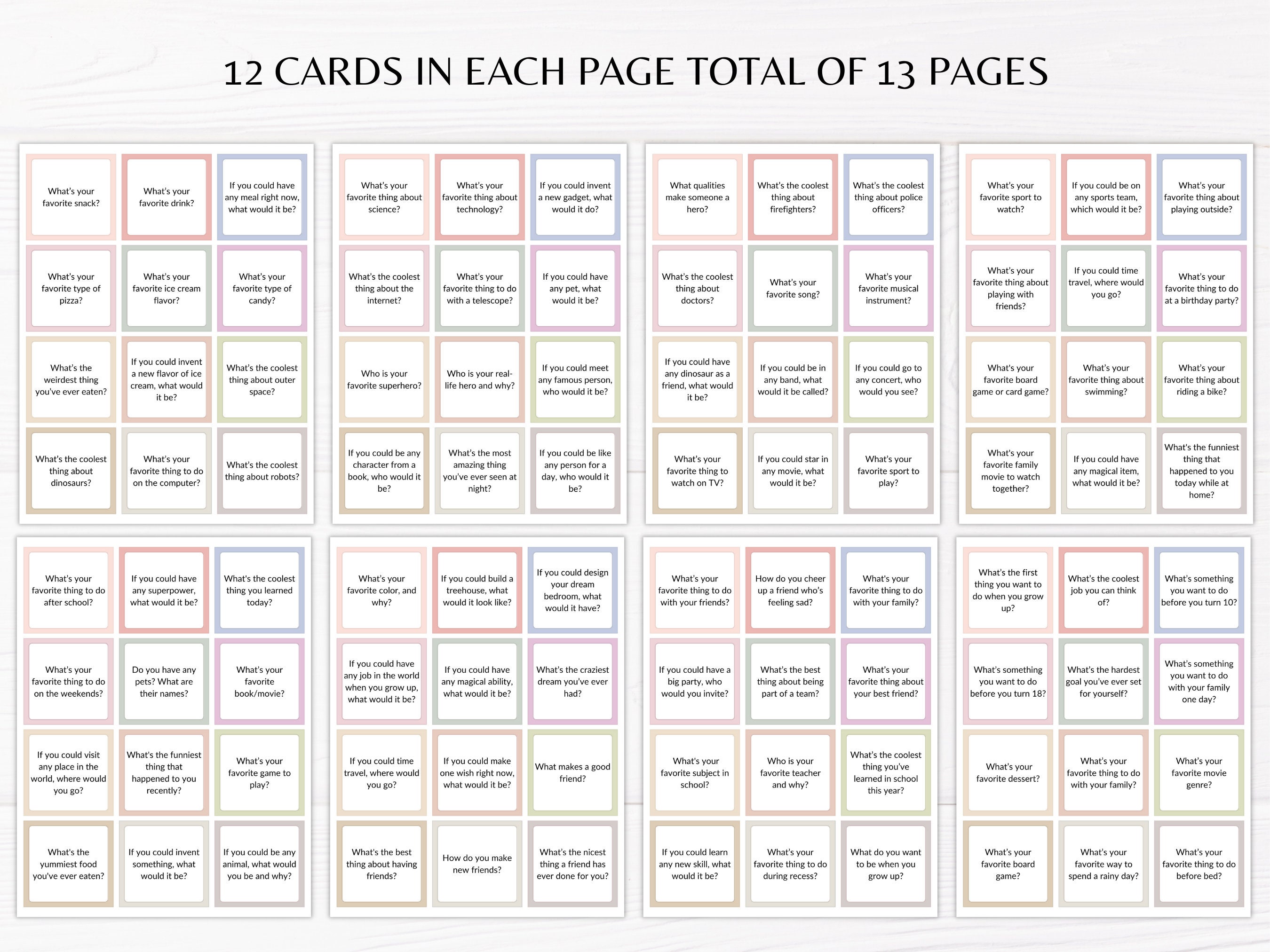 Conversation Starters Cards for Kids to Foster Communication ...