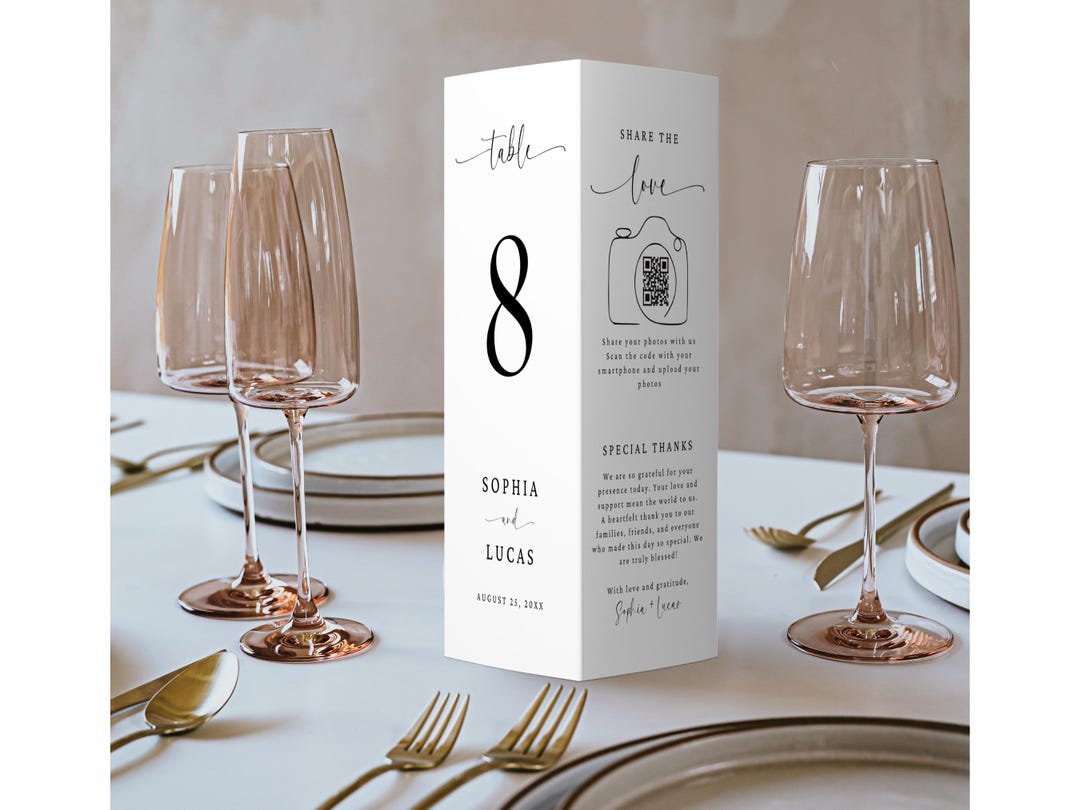 Wedding Trifold Table Number, Minimalist Wedding Trifold Menu, Wedding ...