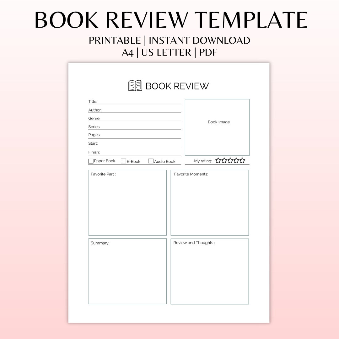 Printable Book Review | Book Journal | Reading Tracker | Instant ...