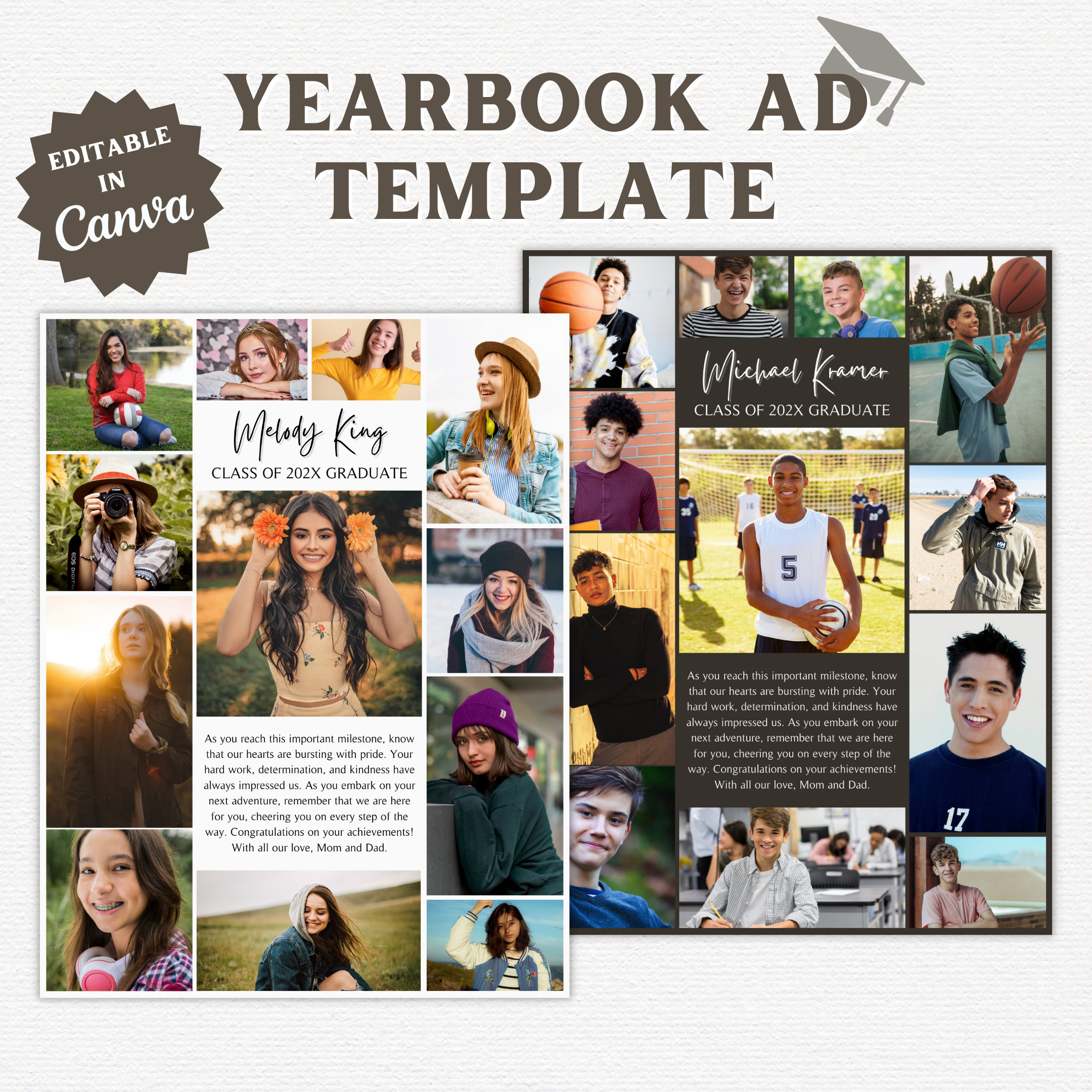 Yearbook Ad Template High School and Senior Graduation Graduation Gift ...