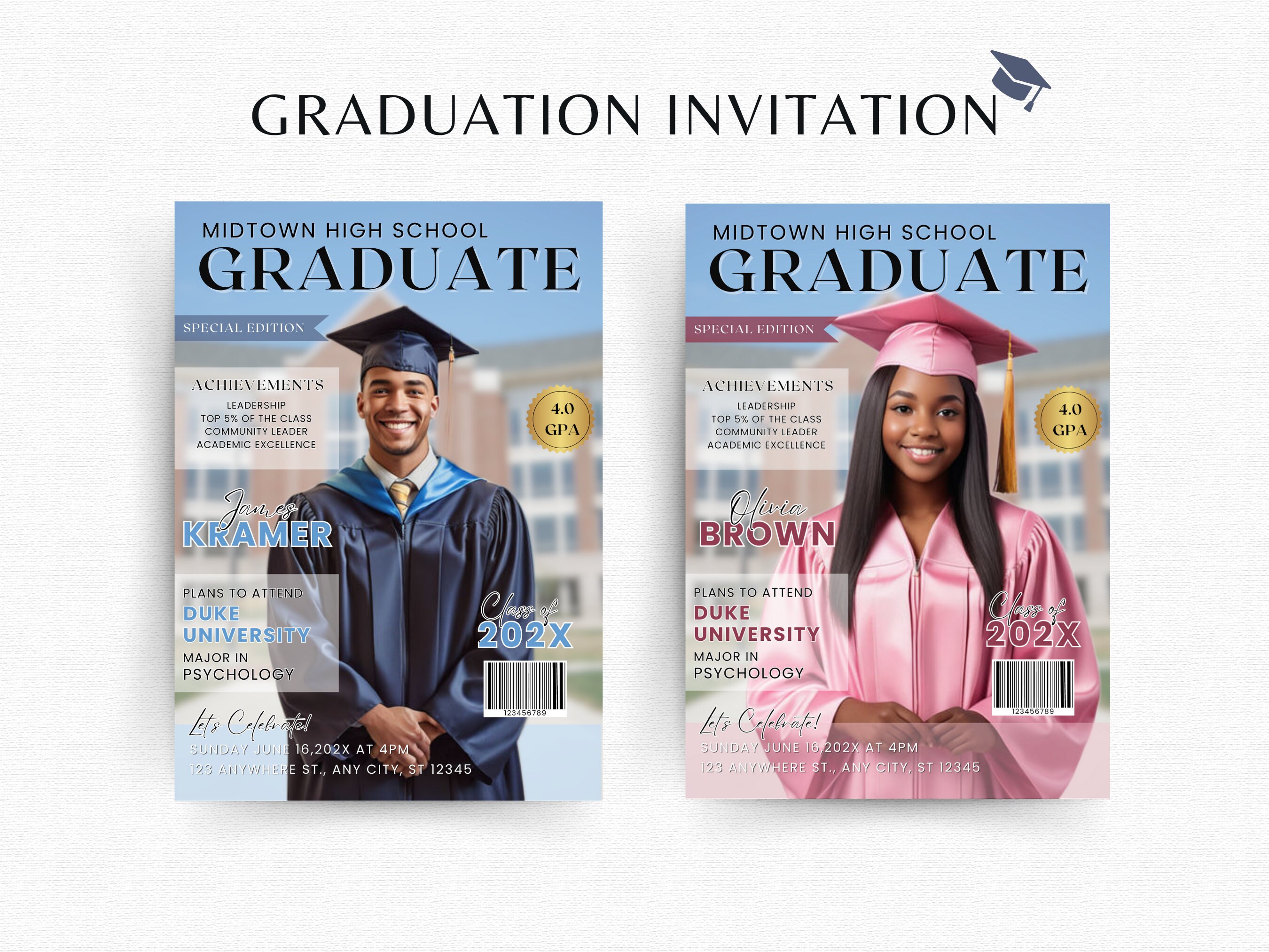 Graduation Magazine Cover Template Graduation Magazine Graduation ...