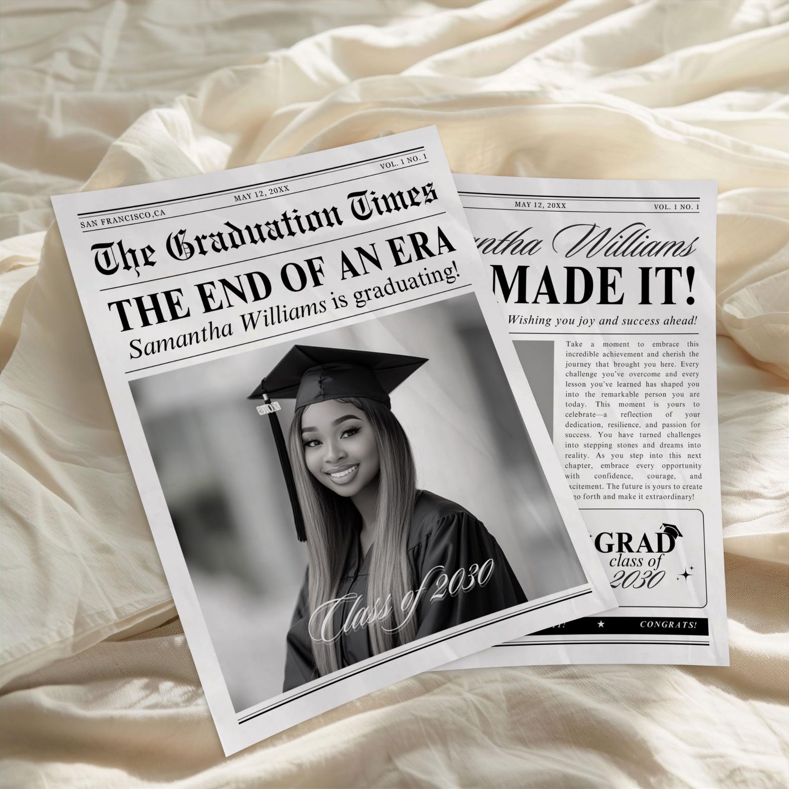 Graduation Newspaper Template, Editable Large Newspaper Graduation ...