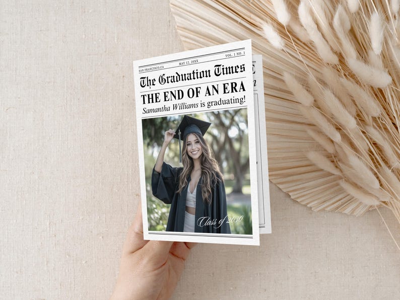 Graduation Newspaper Template, Editable Large Newspaper Graduation ...
