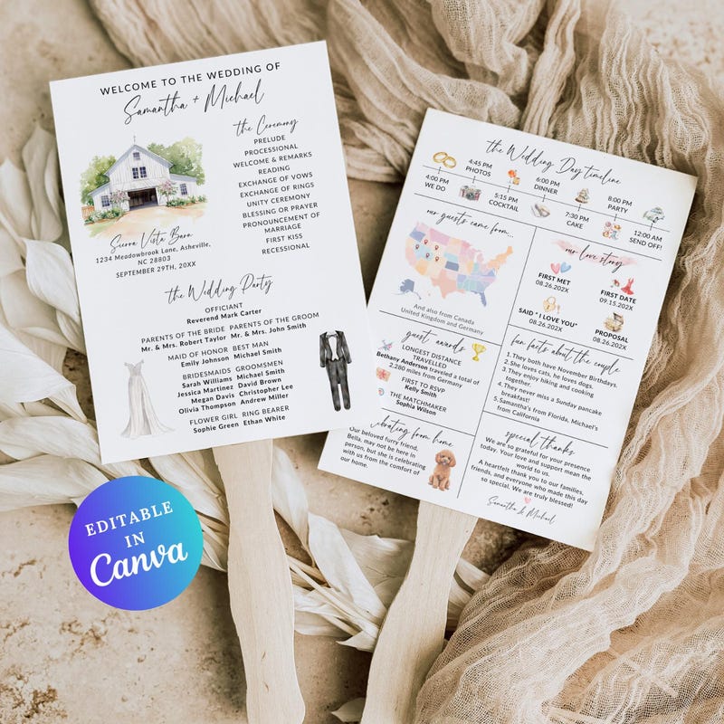 Wedding Program Fan - Etsy