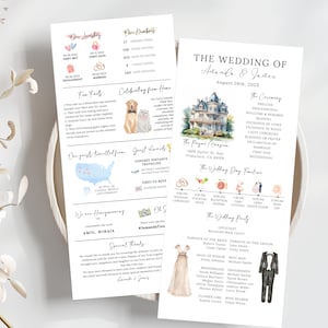 Infographic Wedding Program Template | Printable Wedding Day Program | Church Wedding Ceremony ...