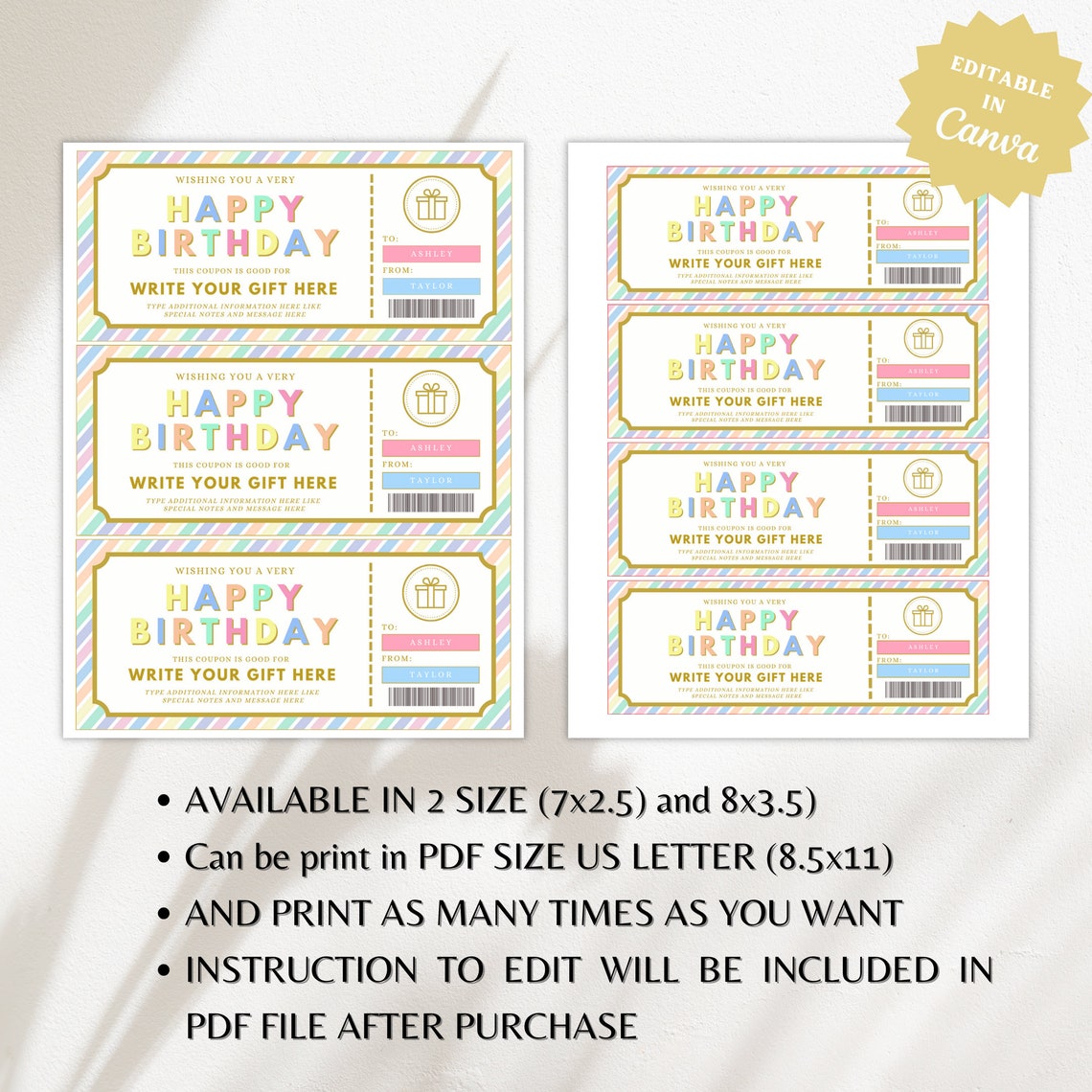 Birthday Gift Coupon Template Printable Birthday Gift Coupon Card ...