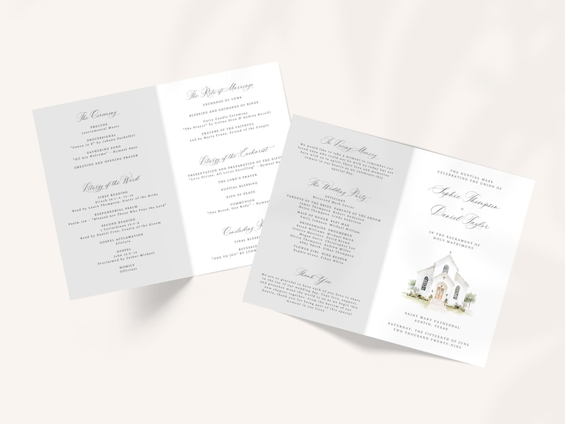 Catholic Wedding Program Template , Folded Catholic Mass Wedding ...