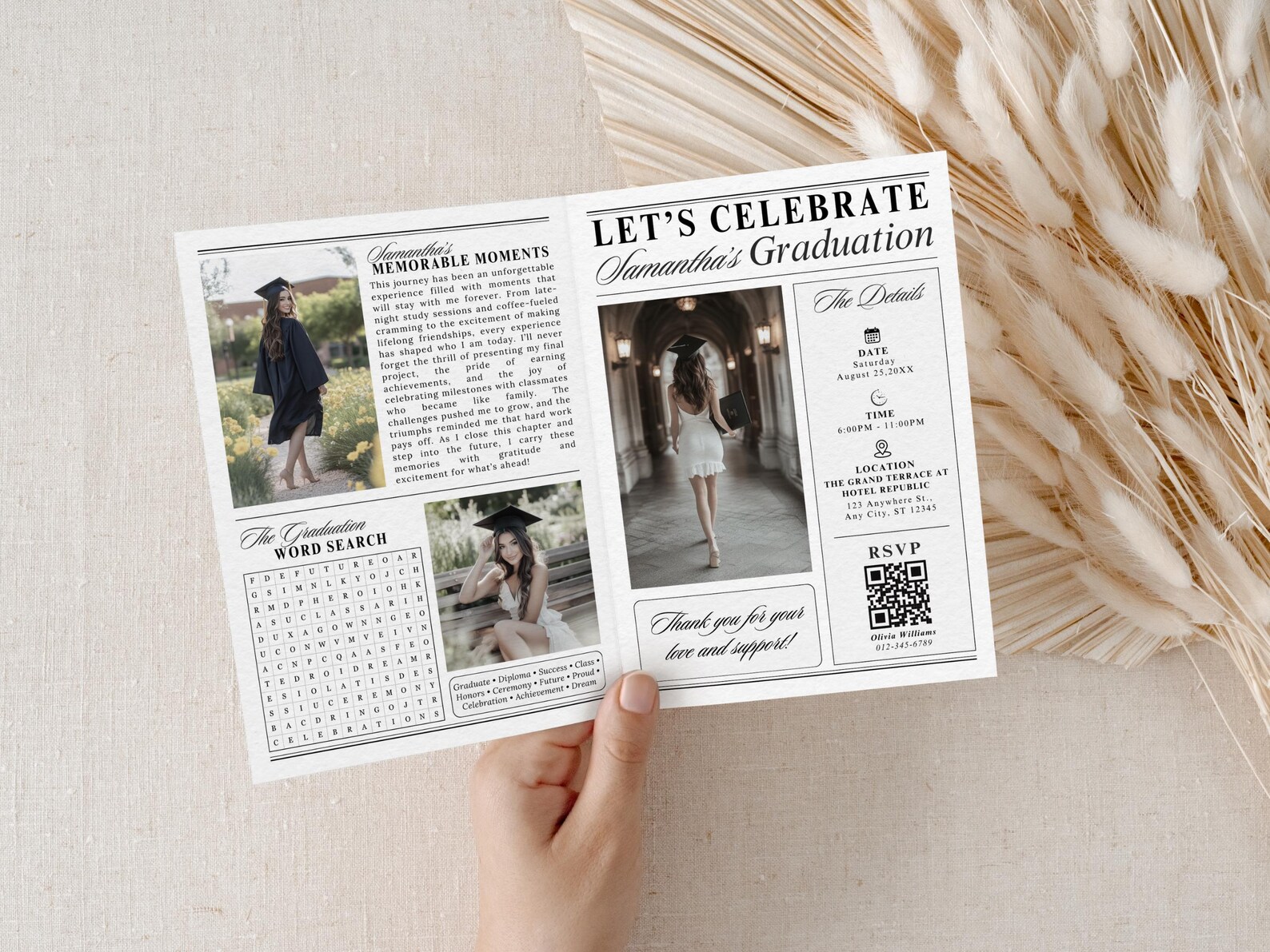 Graduation Newspaper Template, Editable Large Newspaper Graduation ...