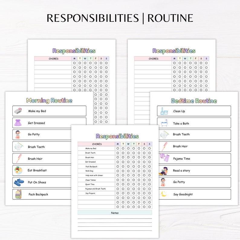 Editable Kids Chore Chart Daily and Weekly Checklist School Routine ...