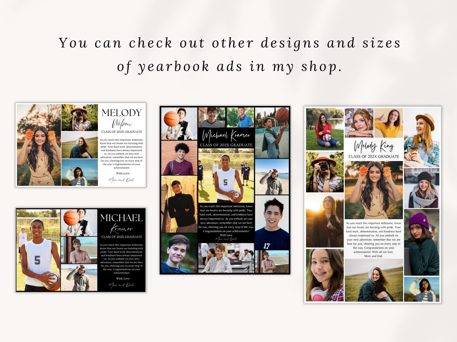 Editable Half Page Yearbook Ad Template, High School Senior Yearbook Ad ...