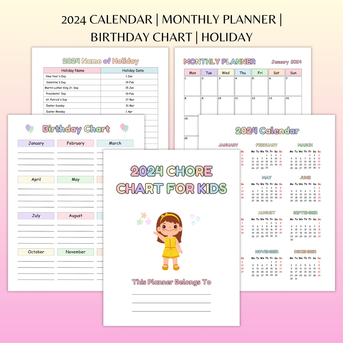 Editable Kids Chore Charts Chore Chart Kids Routine Chart Kid's Chore ...