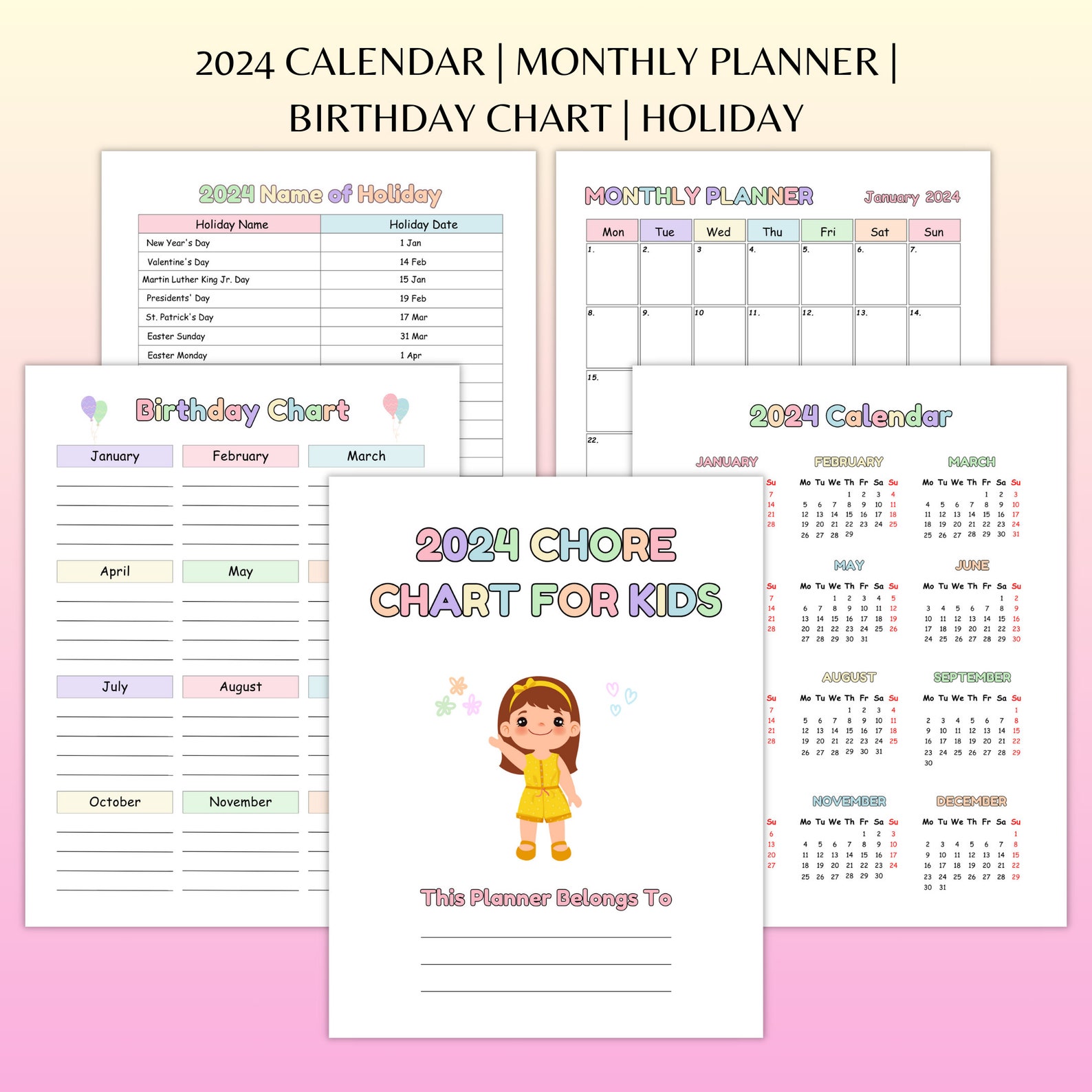 Editable Kids Chore Charts Chore Chart Kids Routine Chart Kid's Chore ...
