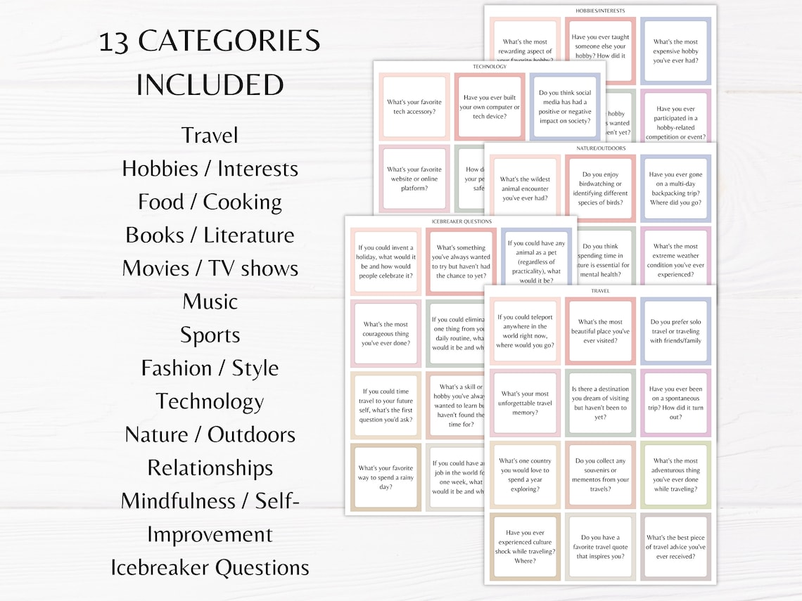 Conversation Starter Cards Perfect for Family Gatherings, Get-to-know ...