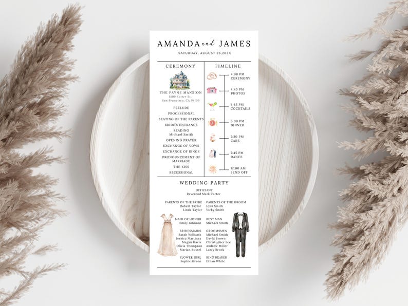 Infographic Wedding Program Template Printable Wedding Day Program ...