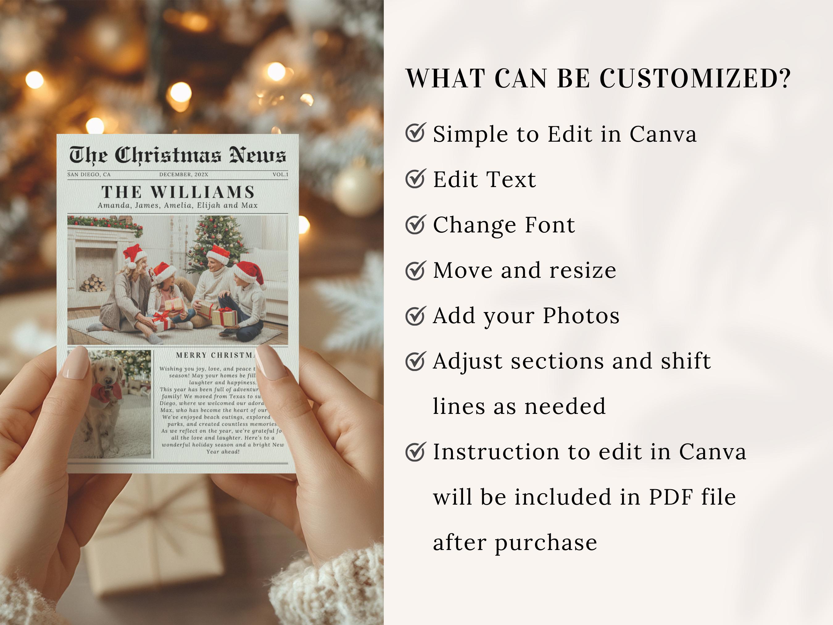 Editable Christmas Newsletter Template, Year in Review Christmas Card ...