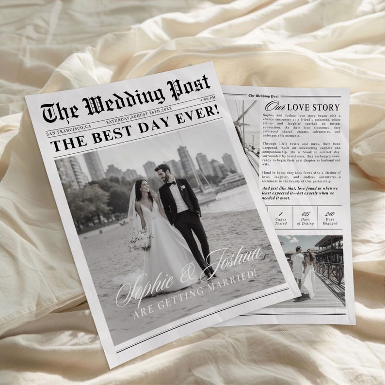 Editable Wedding Newspaper Program, Newspaper Wedding Program, Wedding ...