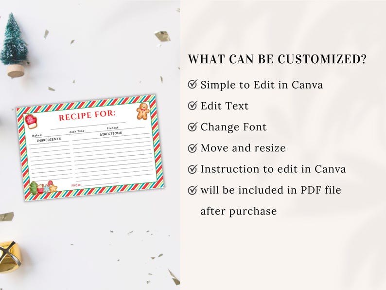 Editable Christmas Cookie Recipe Card, Christmas Cookie Exchange Recipe ...