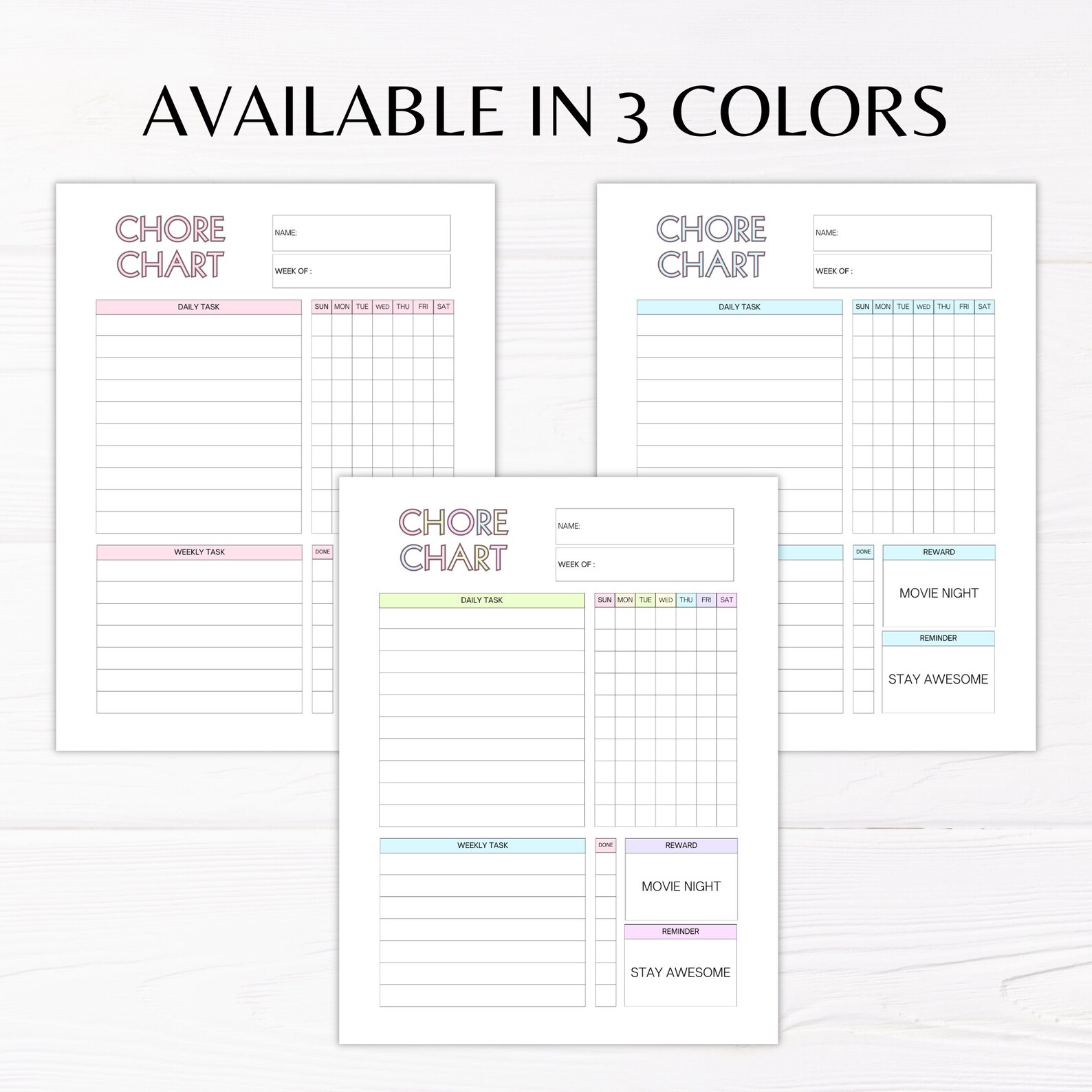 Editable Kids Chore Charts | Chore Chart | Kids Routine Chart | Kid's ...